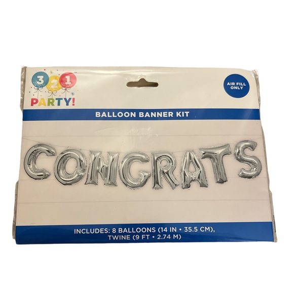 Party Supplies | Silver Congrats Balloon Banner 14in Letters | Poshmark